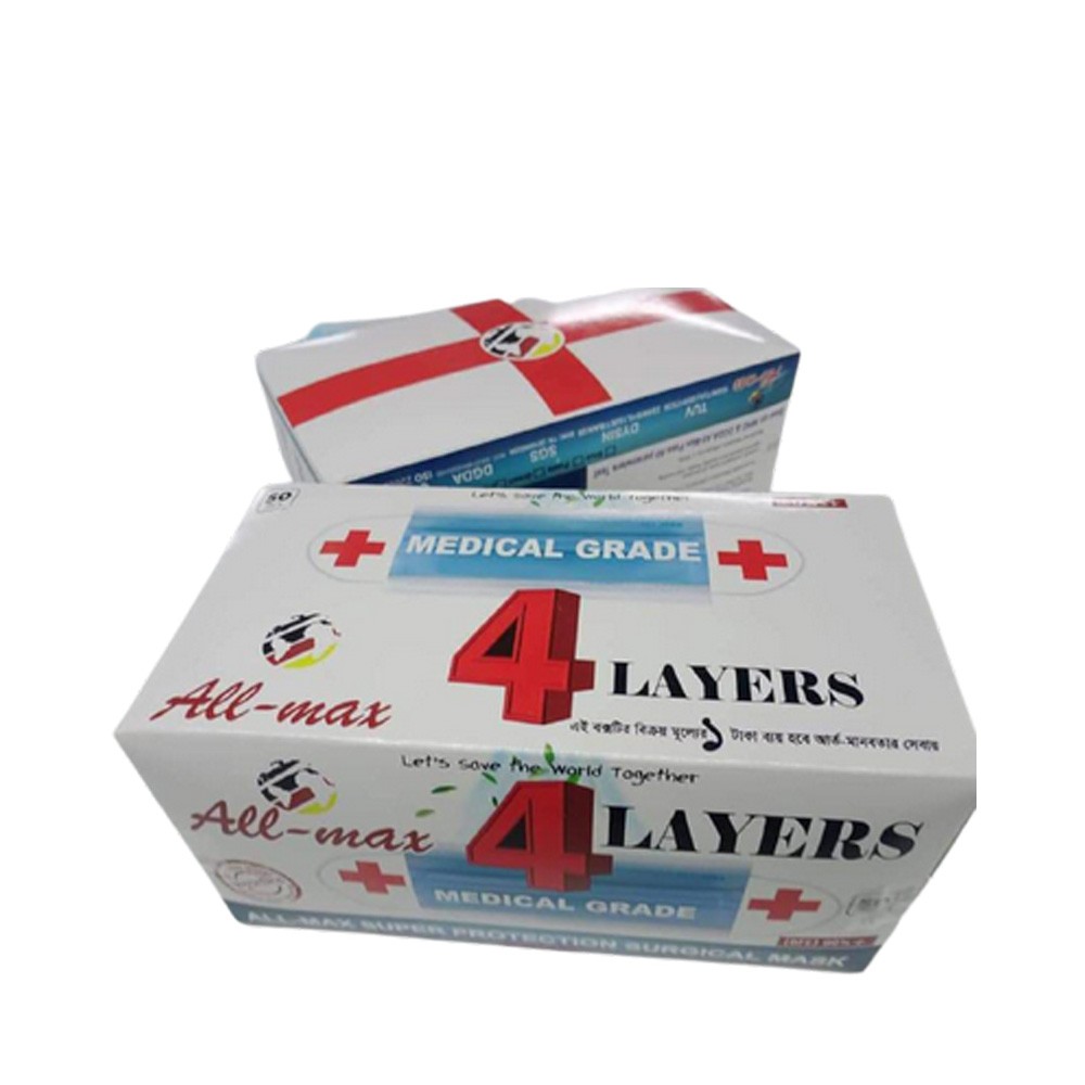 All-Max Maximum Protection 4 layer Medical Mask-50 Piece - Medistore