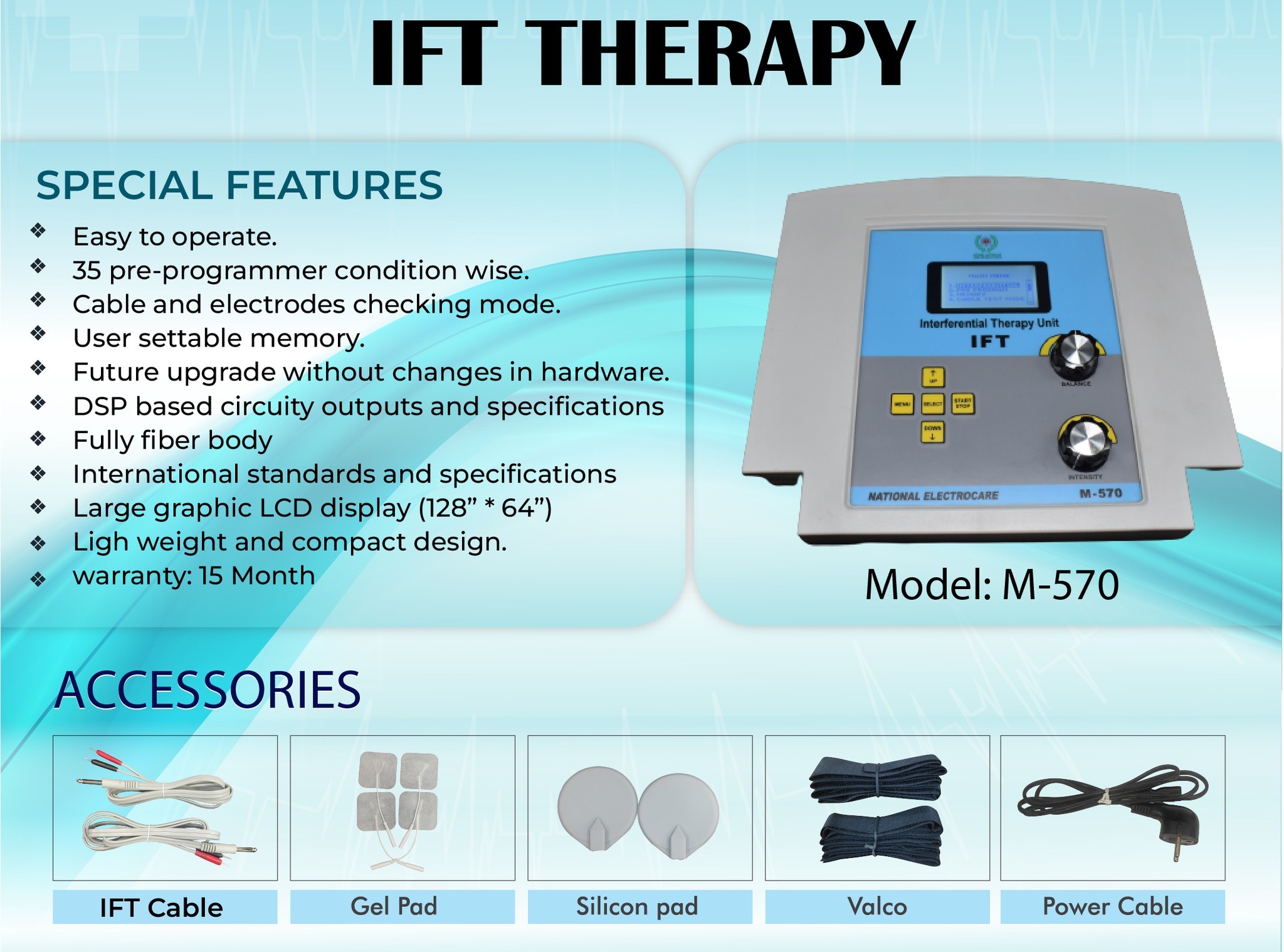 National Electrocare M-570 IFT Therapy Machine – Best Digital Interferential Device Bangladesh